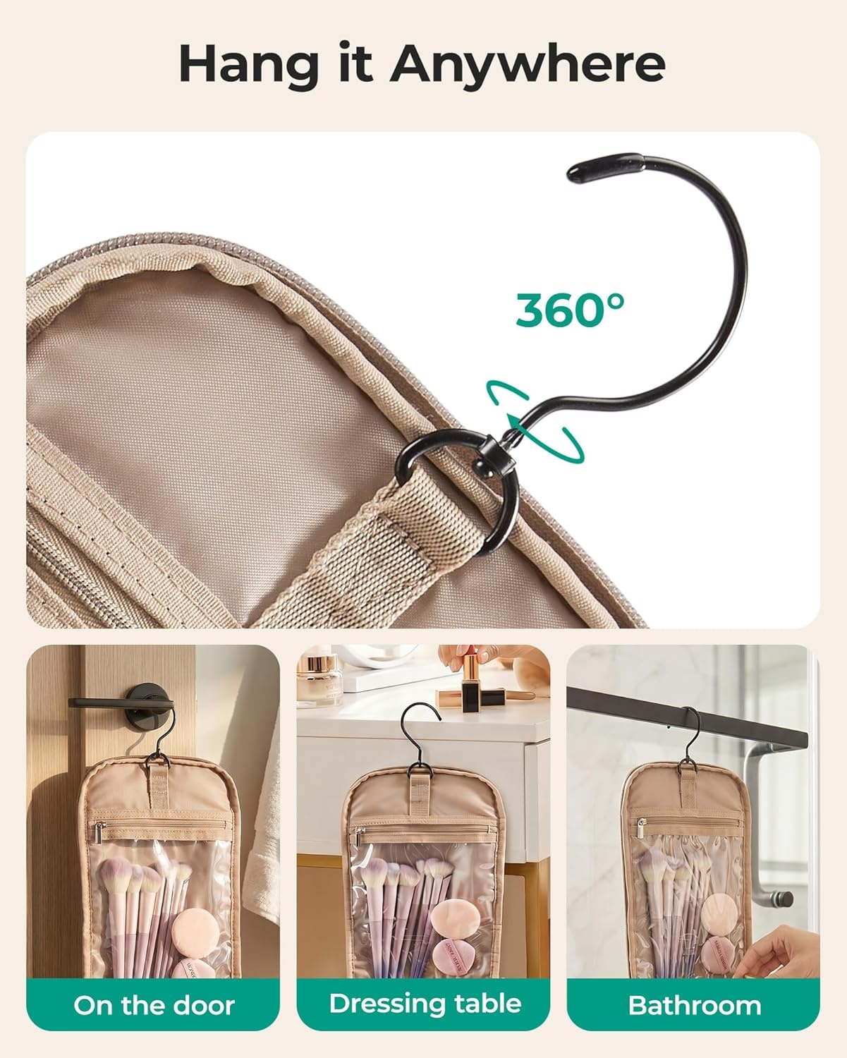 BAGSMART Travel Toiletry Bag for Women, Puffy Hanging Toiletry Bag with ...