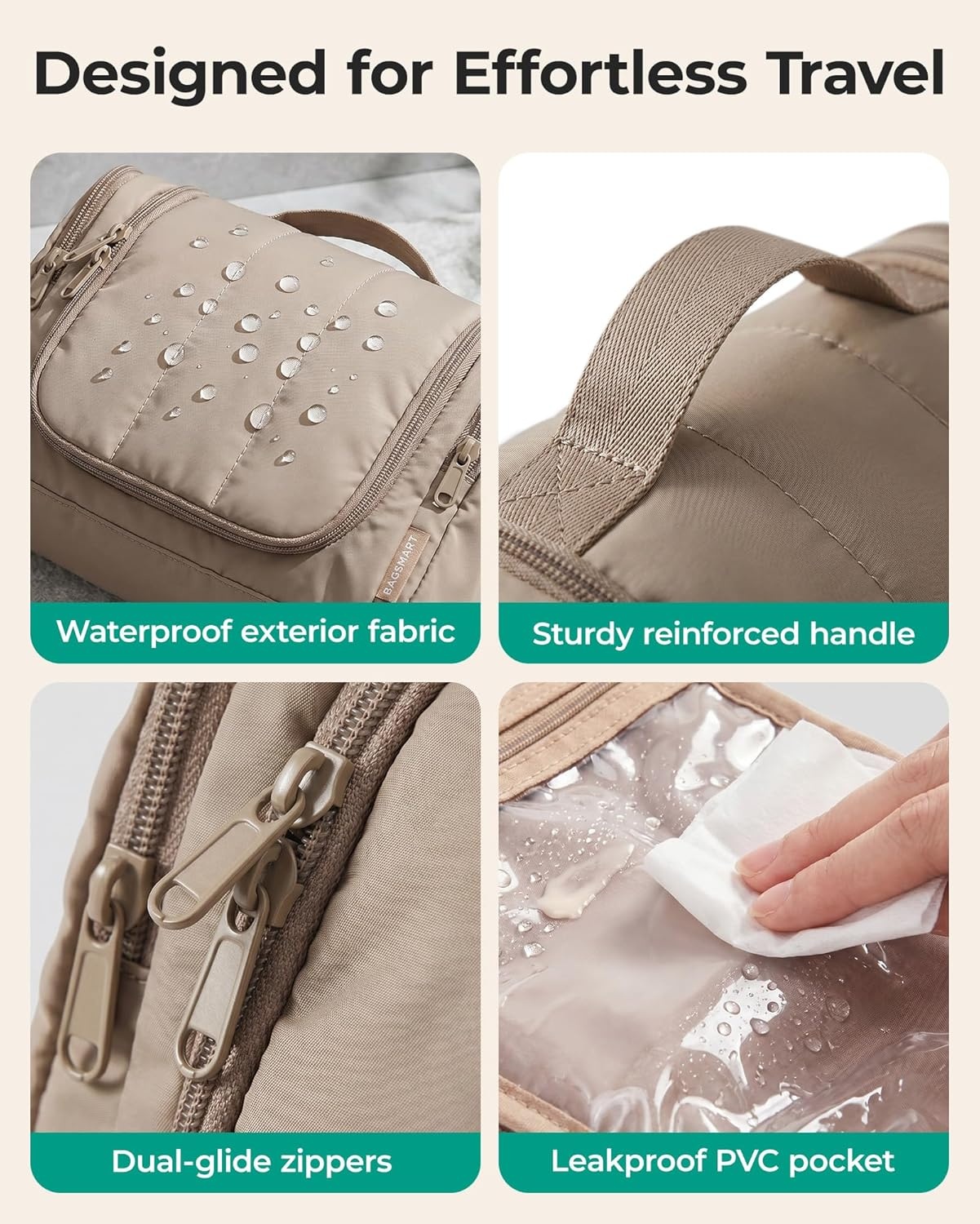 BAGSMART Travel Toiletry Bag for Women, Puffy Hanging Toiletry Bag with ...